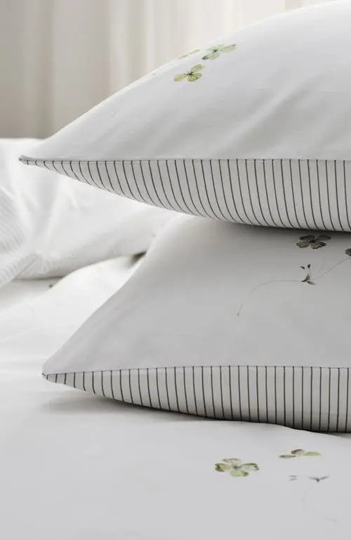 CHRISTY Clover Romantic Floral Striped Reversible Pillowcase Pairs
