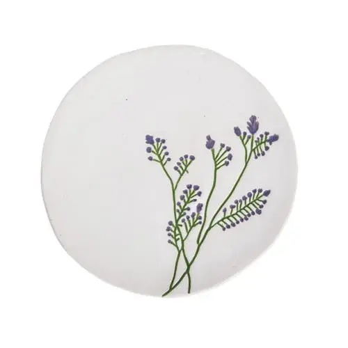 GALLERIE II Lavender Flowers Single Round Ceramic Serving Plate 7.9 - Green