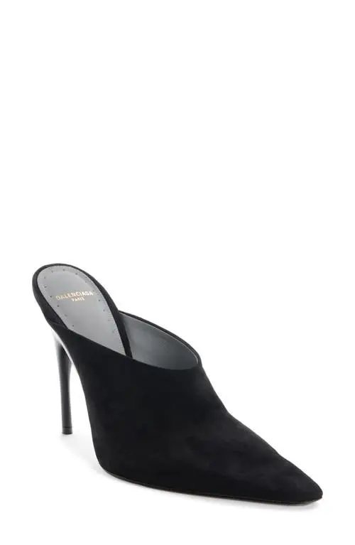 Balenciaga Duchesse Pointed Toe Mule - Black