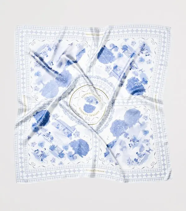 ASPINAL OF LONDON Silk Landscape Scarf - Blue