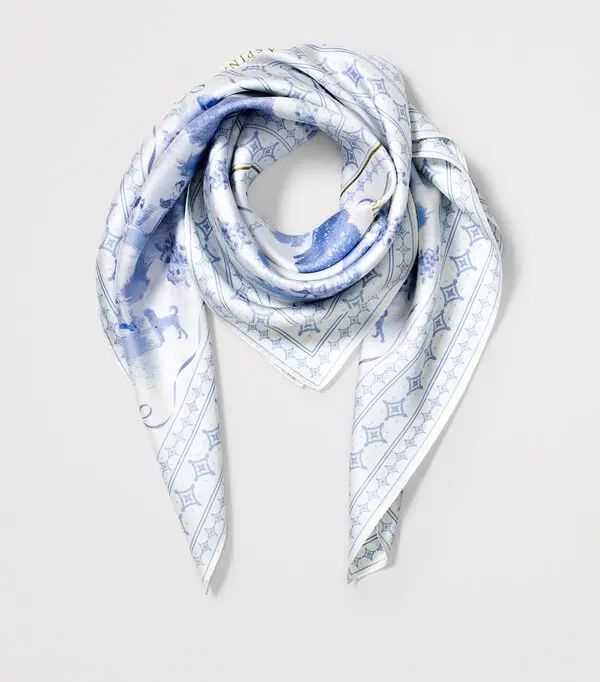 ASPINAL OF LONDON Silk Landscape Scarf - Blue