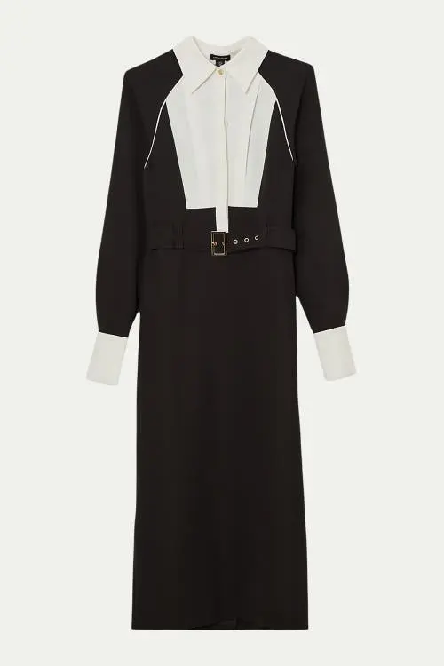 Karen Millen Twill Collared Woven Midi Dress