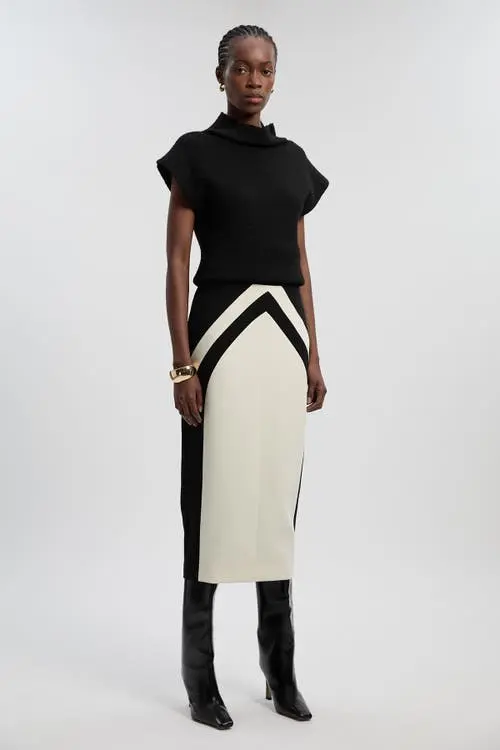Karen Millen Colour Block Pencil Midi Skirt