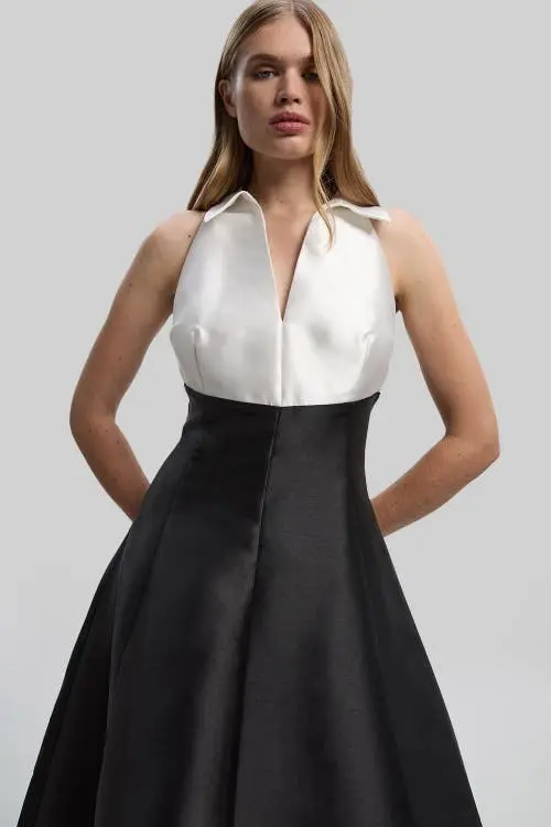 Karen Millen Twill Contrast Tux Tailored Dress