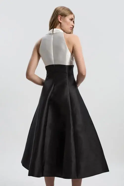 Karen Millen Twill Contrast Tux Tailored Dress
