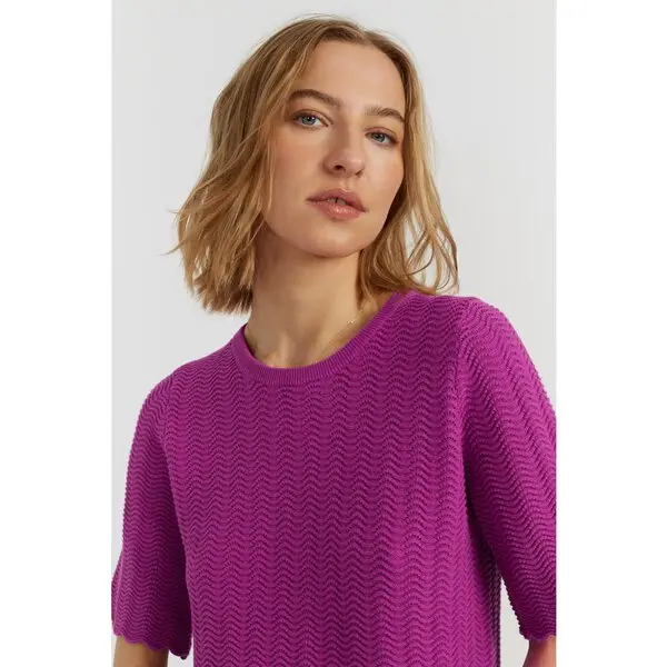 Chinti & Parker Cotton Crochet Tee - Magenta