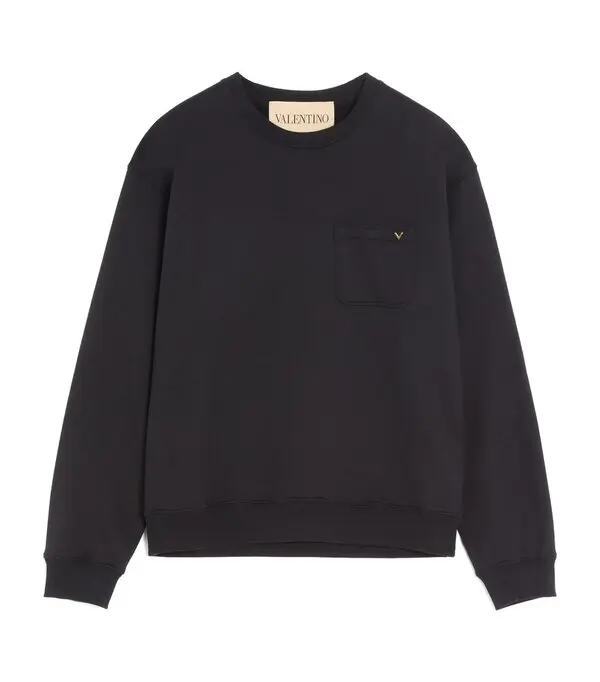 Valentino Garavani Cotton-blend V-gold Sweatshirt - Black