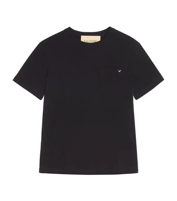 Valentino Garavani Cotton Vgold T-shirt - Black