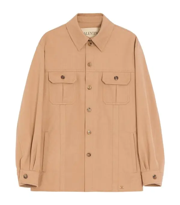 Valentino Garavani Cotton Twin-pocket Trucker Jacket - Beige