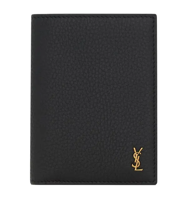 Saint Laurent Leather Cassandre Bifold Wallet - Black