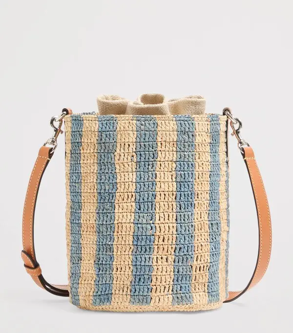 Valentino Garavani Straw Vlogo Signature Bucket Bag - Blue
