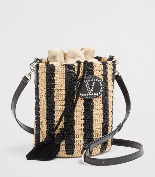 Valentino Garavani Small Raffia Bucket Bag