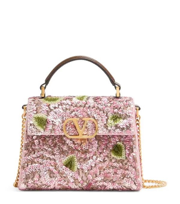 Valentino Garavani Mini Sequinned Vsling Top-handle Bag - Pink