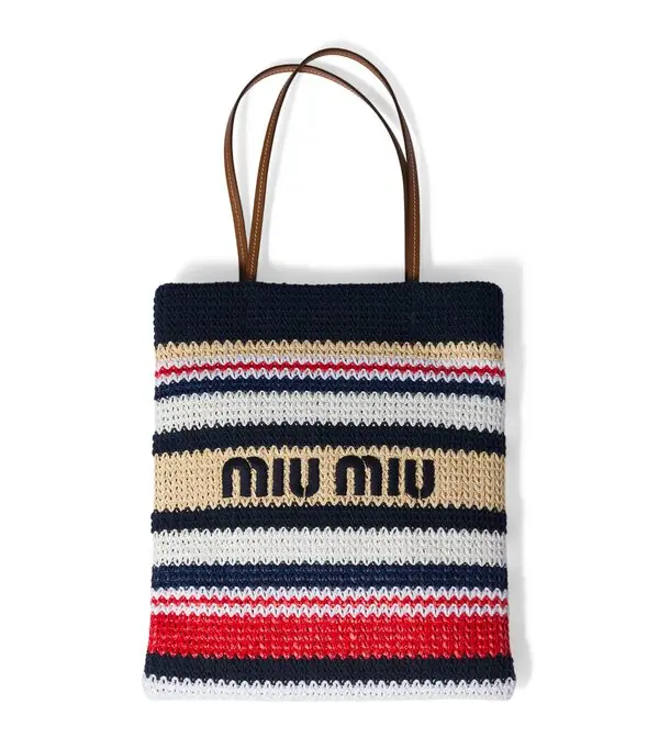 Miu Miu Raffia-effect Woven Tote