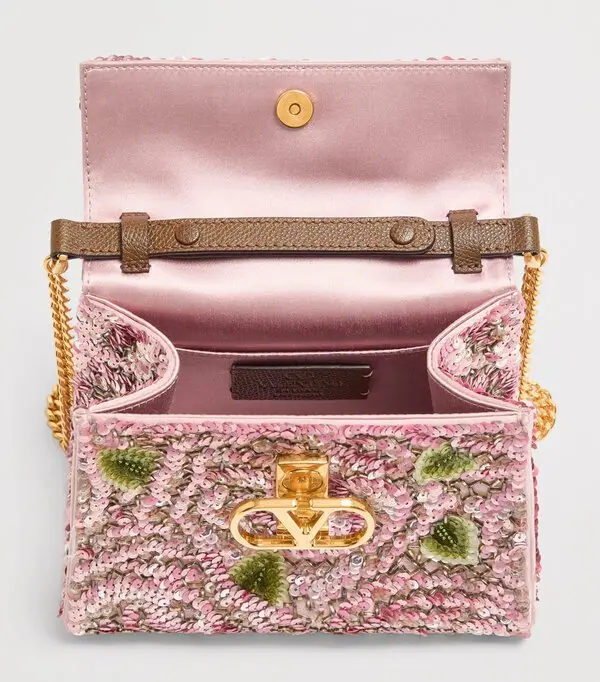 Valentino Garavani Mini Sequinned Vsling Top-handle Bag - Pink