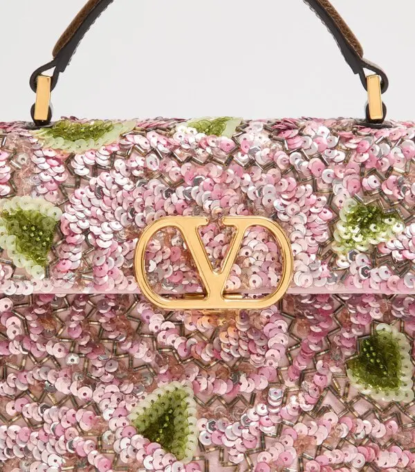 Valentino Garavani Mini Sequinned Vsling Top-handle Bag - Pink