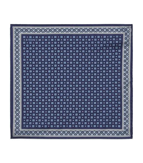 Eton Silk Floral Pocket Square - Navy