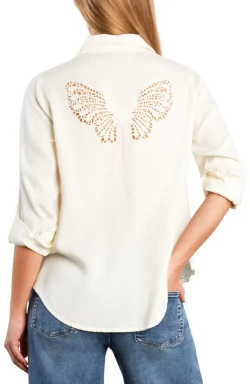 BILLY T Eyelet Butterfly Button-up Shirt - White Lily