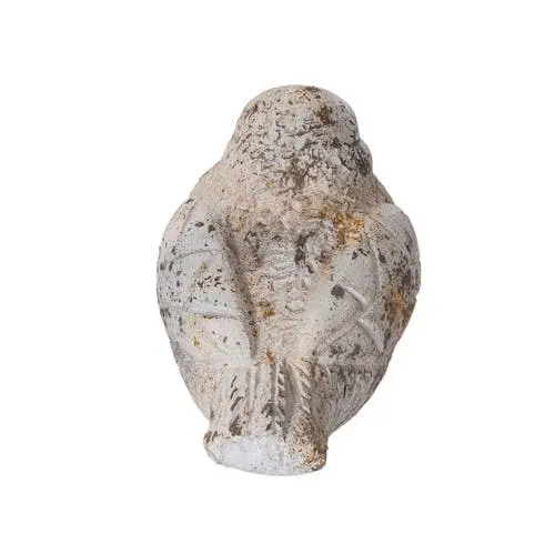 GALLERIE II Vintage White Cement Sitting Bird Figurine 5.5