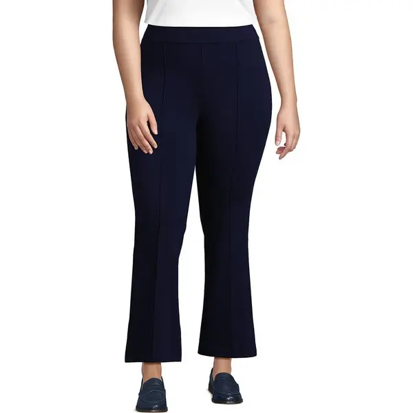 LANDS' END Starfish High Rise Kick Flare Crop Pants - Deep Sea Navy