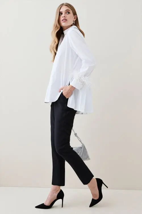 Karen Millen Petite Techno Woven Trousers - Black