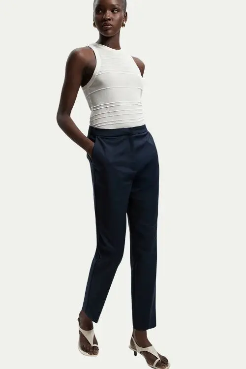 Karen Millen Essential Techno Woven Trousers - Navy