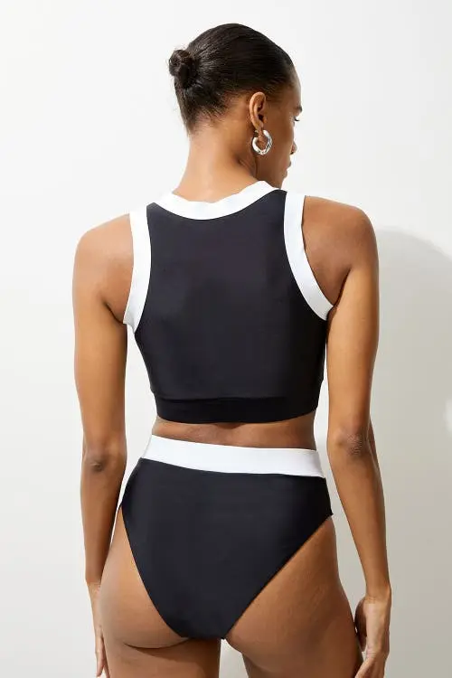 Karen Millen High Waist High Cut Bikini Bottom