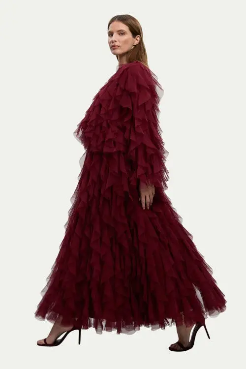 Karen Millen Tulle Ruffle Detail Woven Jacket