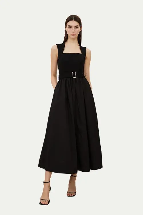 Karen Millen Square Neck Belted Maxi Dress