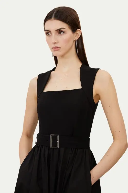 Karen Millen Square Neck Belted Maxi Dress