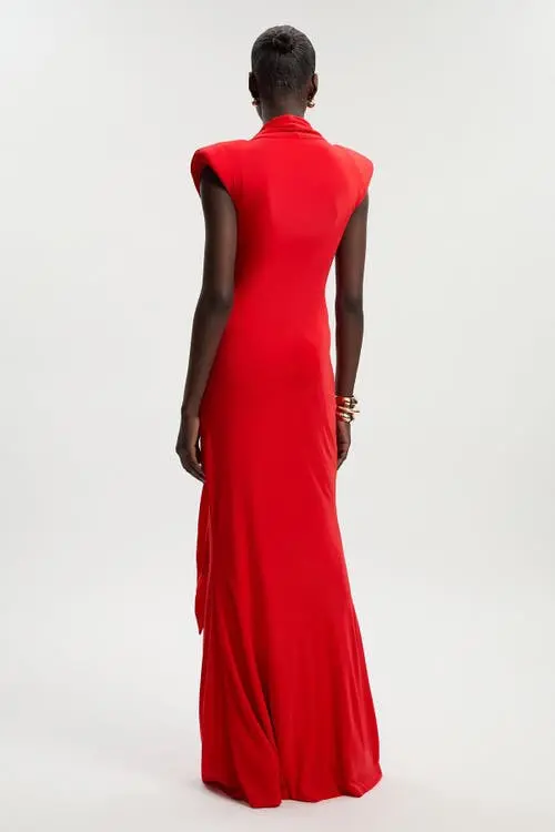 Karen Millen Plunge Ruched Twist Maxi Dress