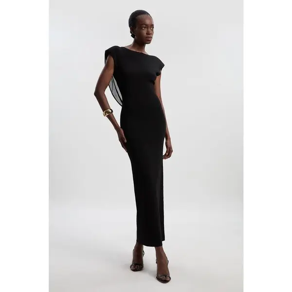 Karen Millen Slinky Plunge Back Maxi Dress - Black