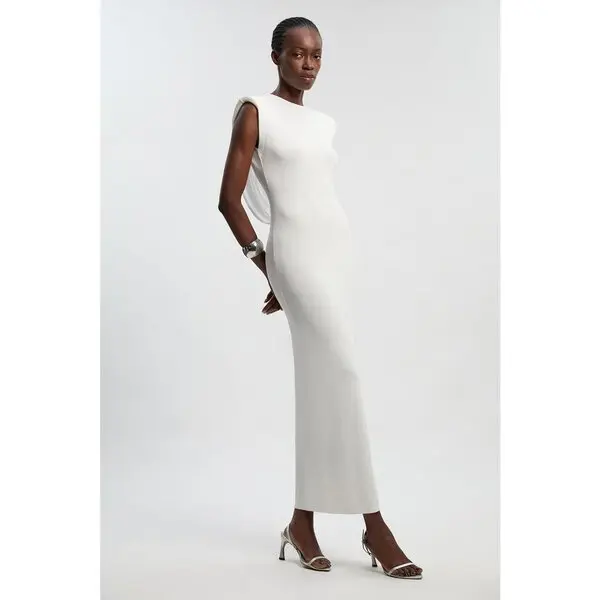 Karen Millen Sleeveless Plunge Back Maxi Dress - Ivory