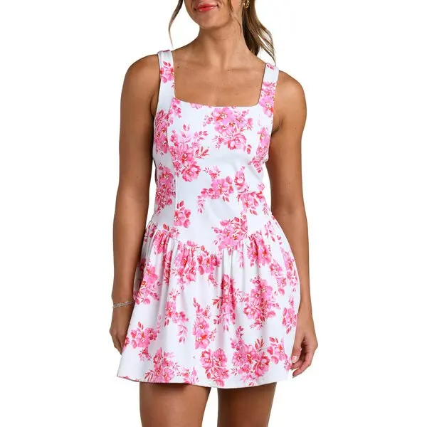 La Blanca Floral Print Tennis Dress - White