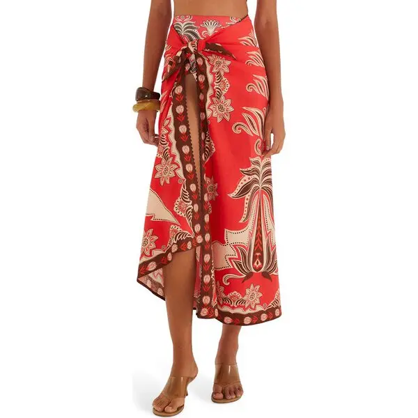 Farm Rio Ainika Garden Cover-up Skirt - Red