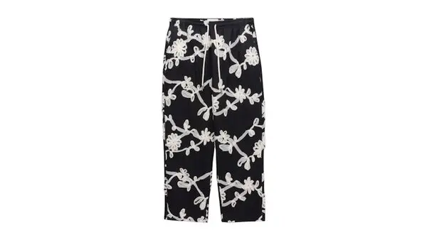HONOR THE GIFT Floral Ribbon Ankle Pant - Black