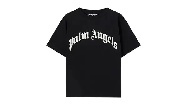 Palm Angels Curved Logo Regular Tee Shirt - Black