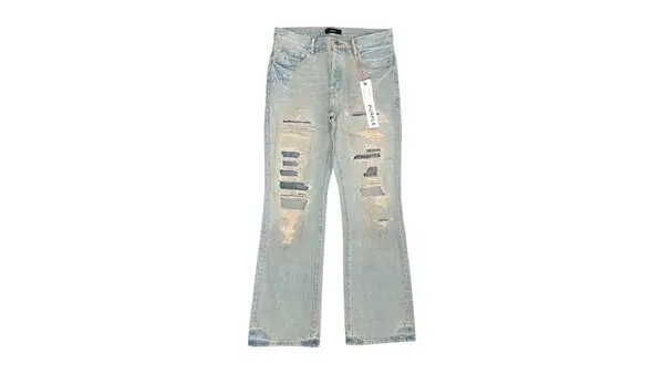 PURPLE BRAND P026sydr226 Bootcut Destroy Repair Jeans - Indigo