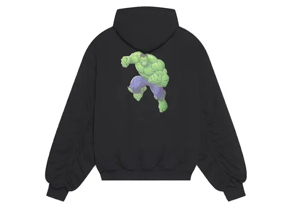 Balenciaga Hulk 2021 Marvel Padded Bomber Hoodie - Black