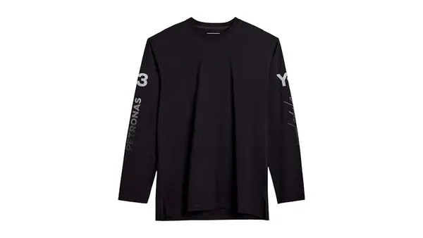 Adidas Y3 Mercedes Chaos Logo Long Sleeve Tee Shirt - Black
