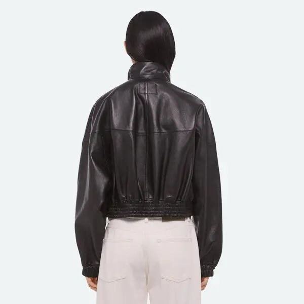 Helmut Lang Leather Bomber Jacket - Black/black