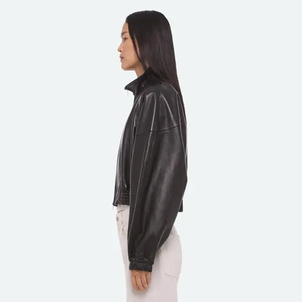 Helmut Lang Leather Bomber Jacket - Black/black
