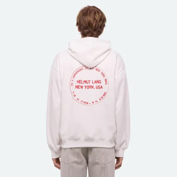 Helmut Lang Hooded Sweatshirt With Graphic - Optic White