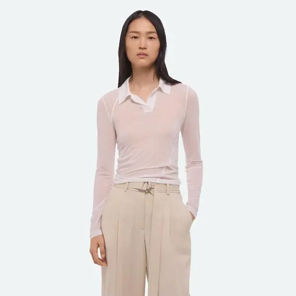Helmut Lang Twisted Long-sleeve Polo - White
