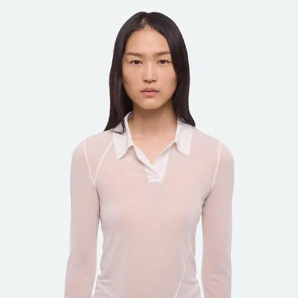 Helmut Lang Twisted Long-sleeve Polo - White