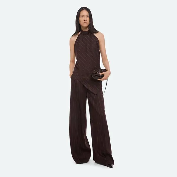 Helmut Lang Double-pleated Wide Leg Trousers - Brown Multi