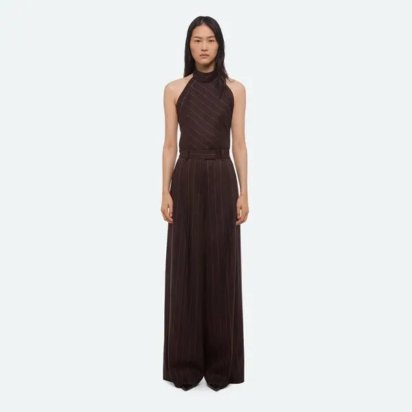 Helmut Lang Double-pleated Wide Leg Trousers - Brown Multi