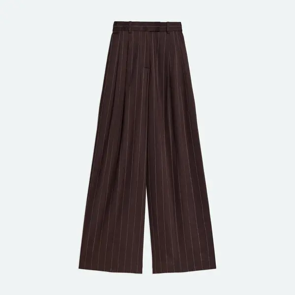 Helmut Lang Double-pleated Wide Leg Trousers - Brown Multi