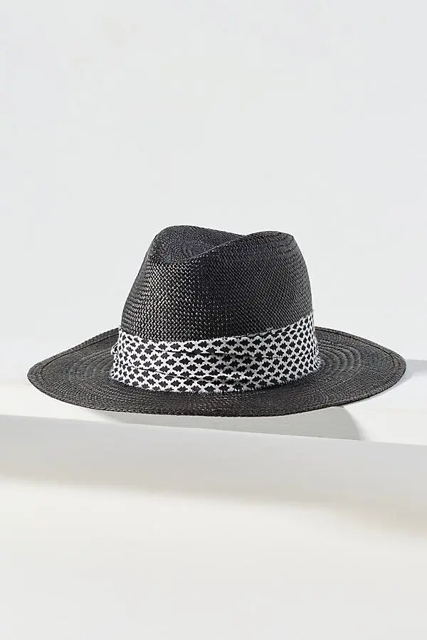 Hat Attack Pammy Panama Straw Rancher Hat - Black