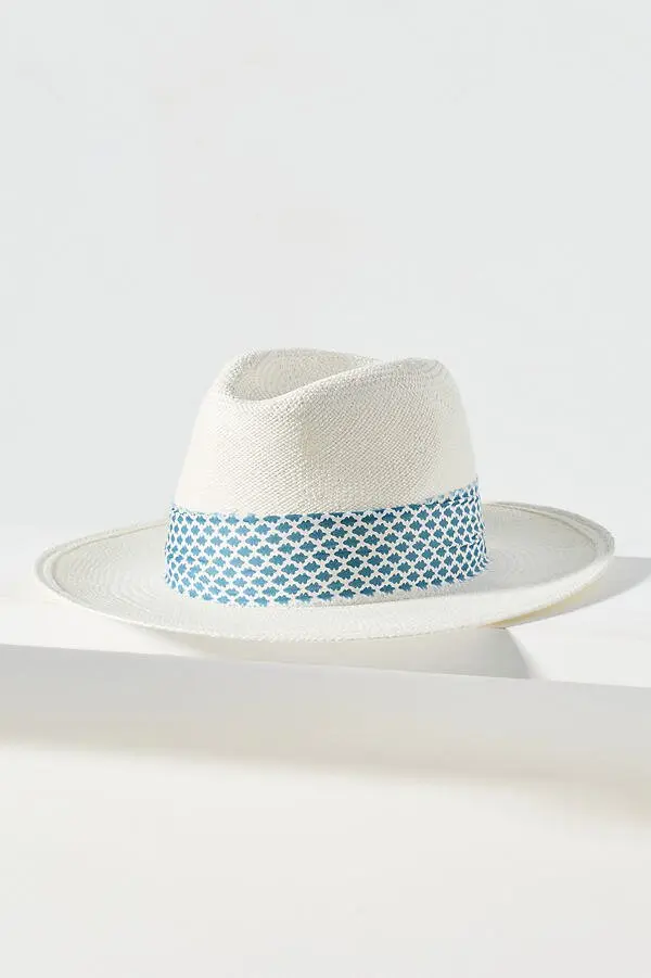 Hat Attack Pammy Panama Straw Rancher Hat - Bleach/denim